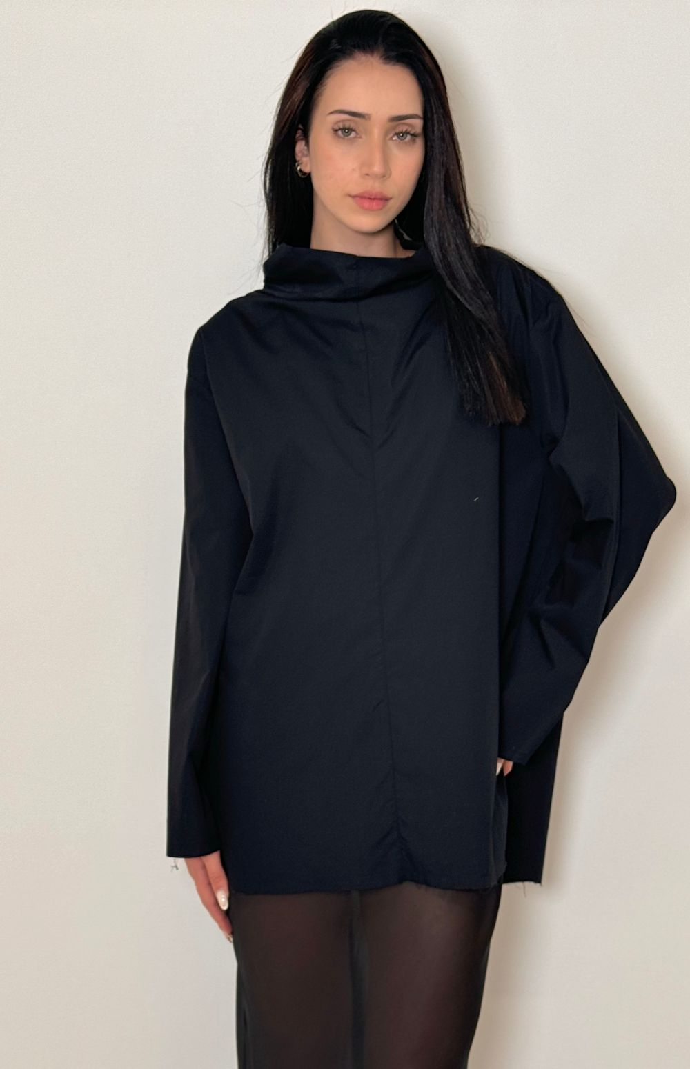 HIGH NECK SHIRT | BLACK