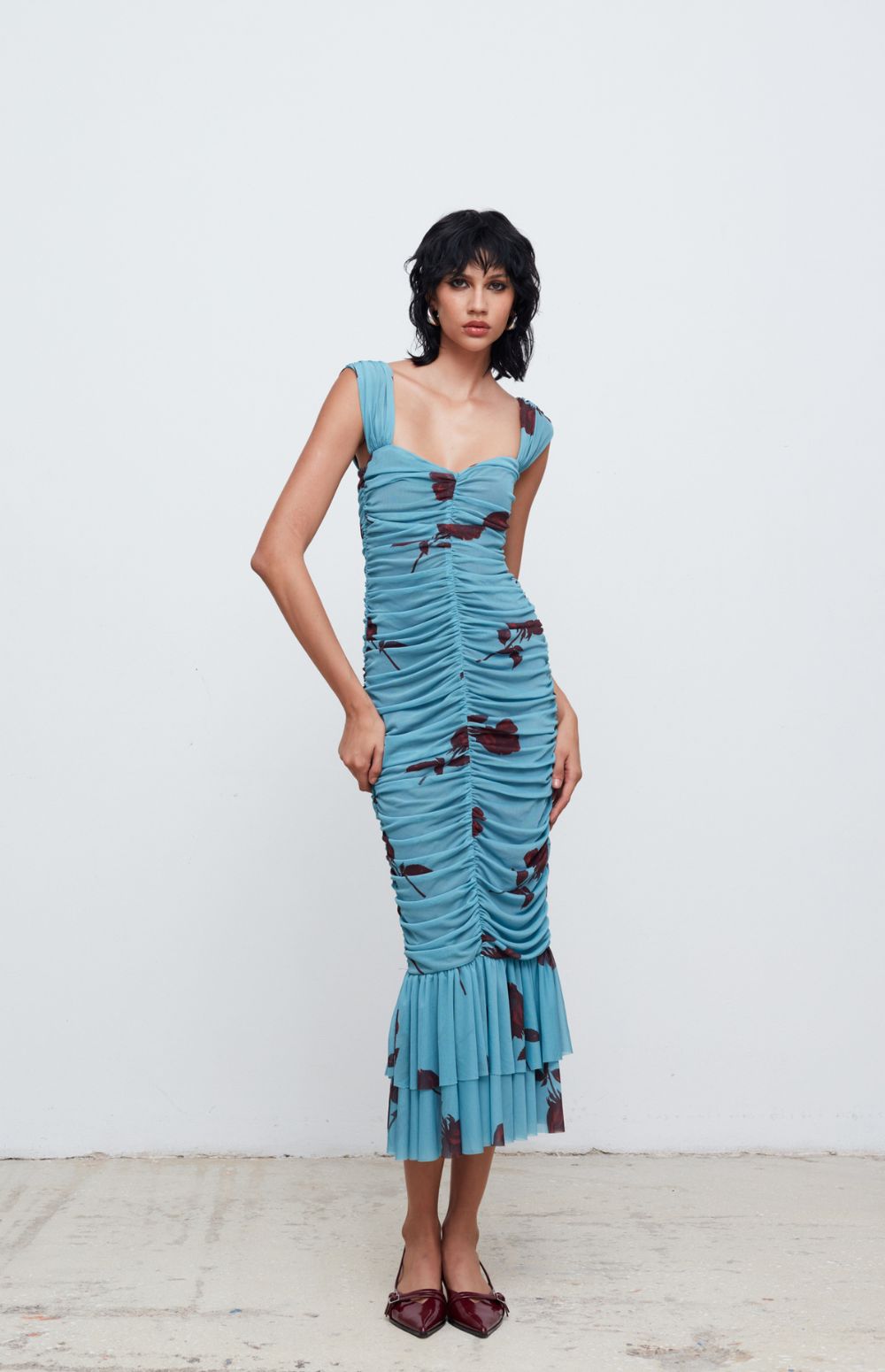 LAYLA DRESS | CIEL/BORDEAUX PEONIES | Mix & Match Cyprus – Citrus Boutique