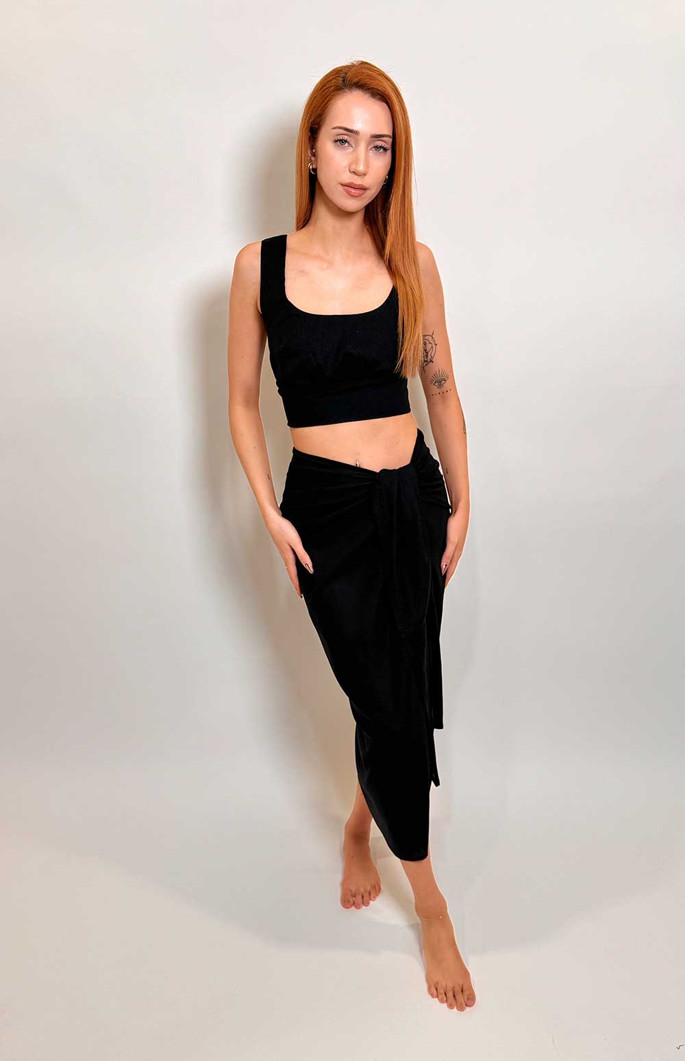 CKONTOVA LINEN PAREO | BLACK