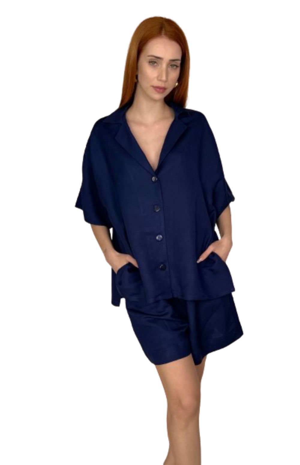 LINEN SHORTSLEEVE SHIRT BLUE