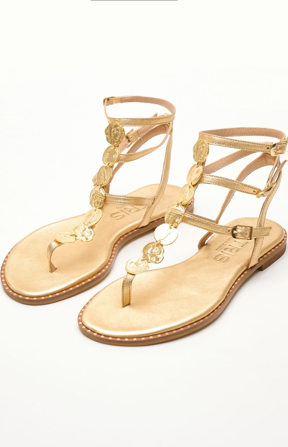 MAKIS KOTRIS LEATHER SANDALS SOPHIA COINS | GOLD