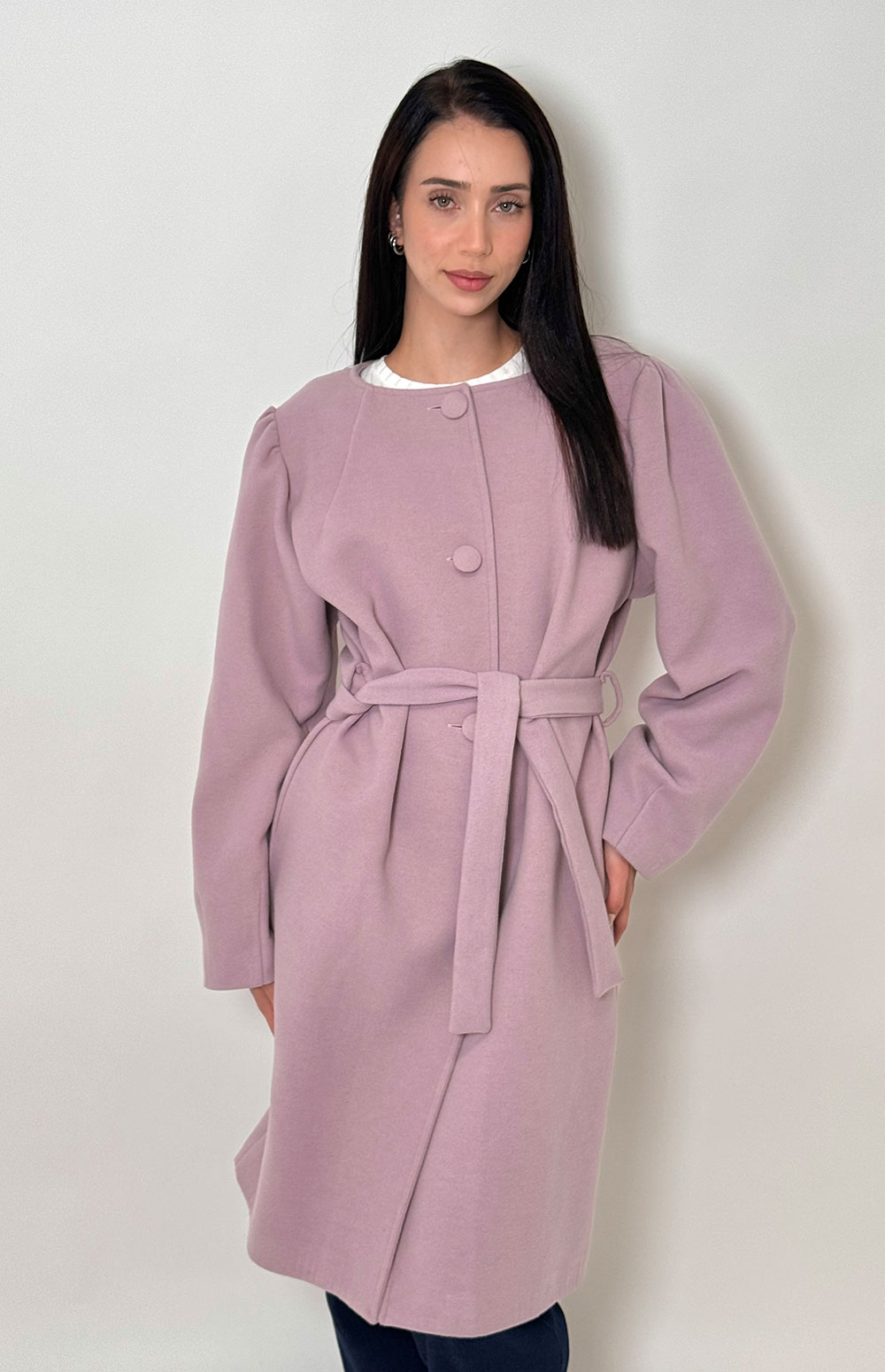 CREW NECK COAT | LILAC| Milkwhite Cyprus – Citrus Boutique
