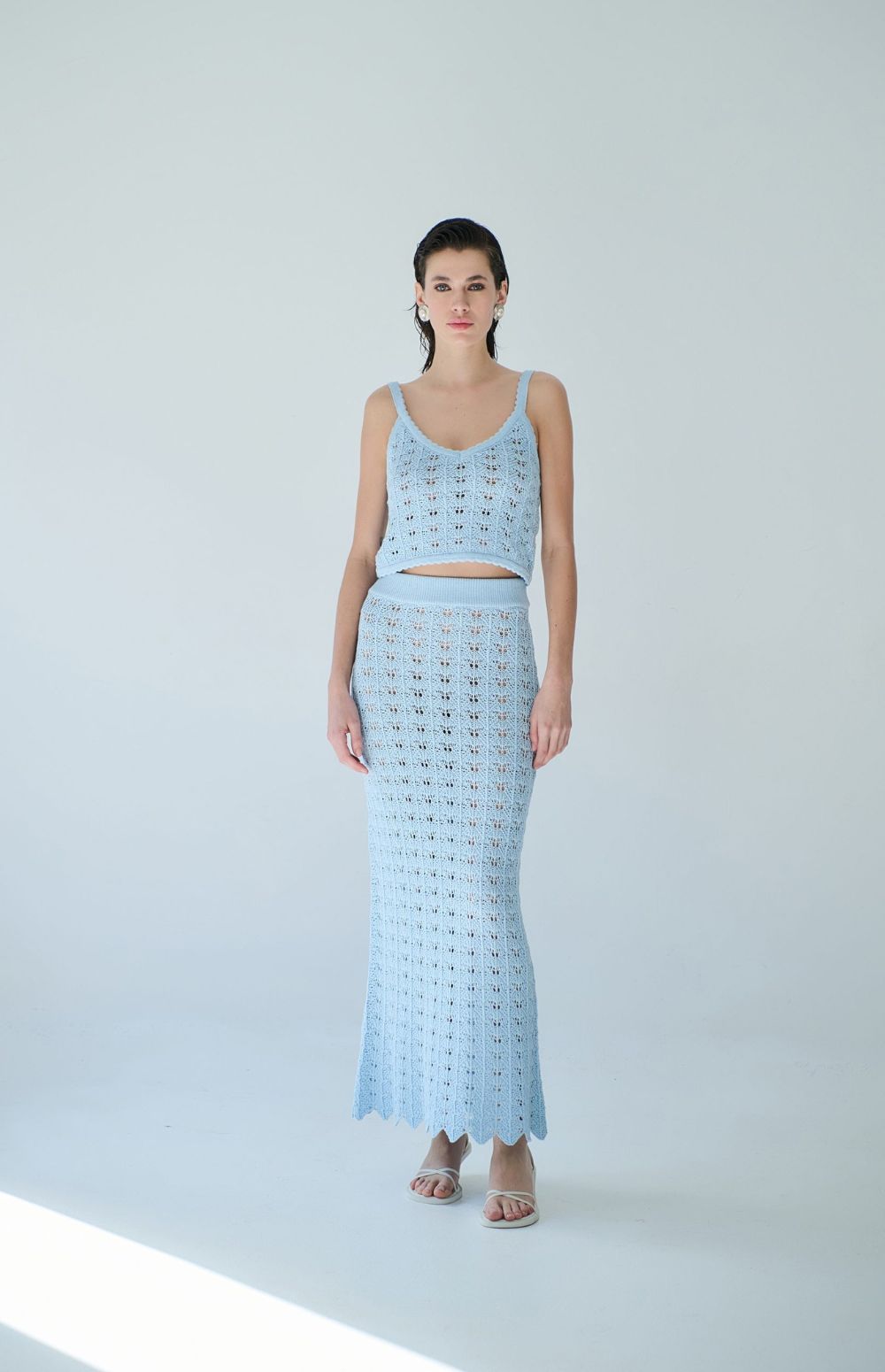 COMBOS KNITWEAR MAXI SKIRT | LIGHT BLUE